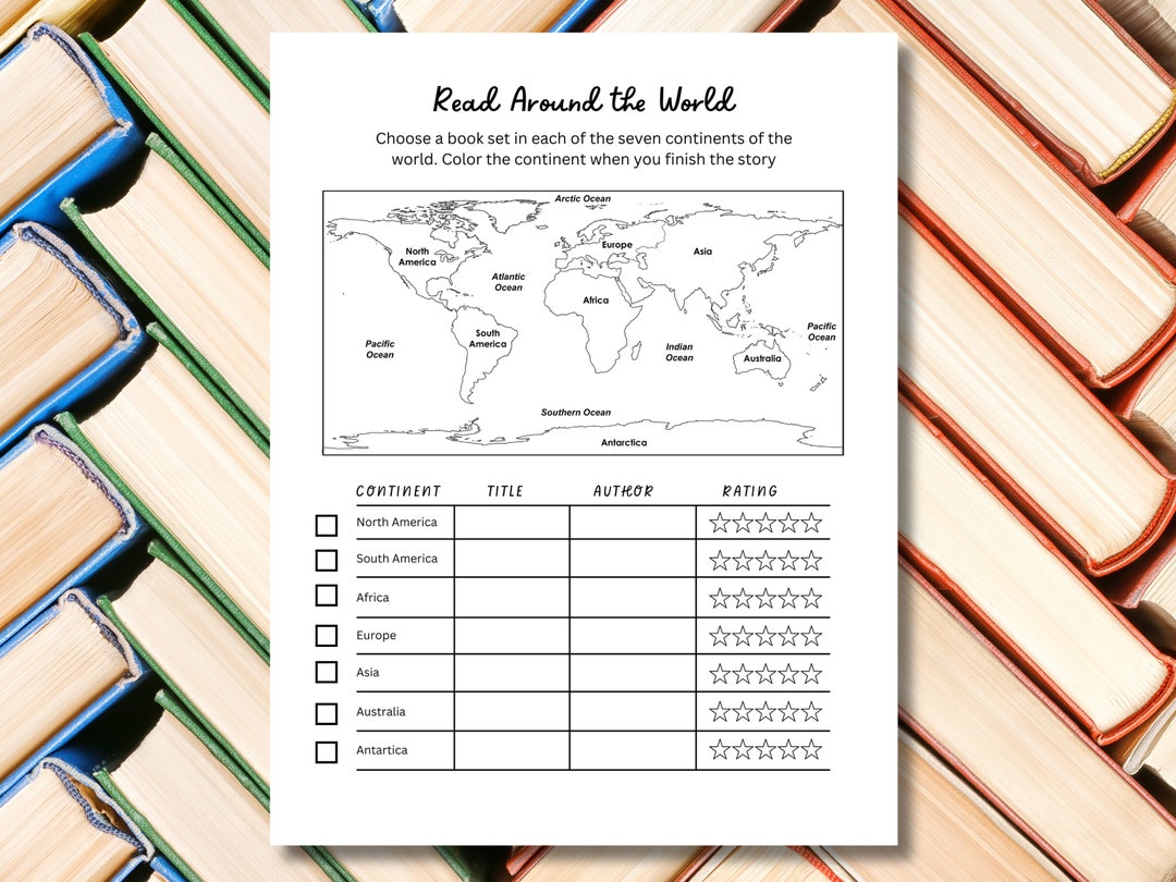 Read Around the World Continent Challenge, US Letter and A4 Sizes ...