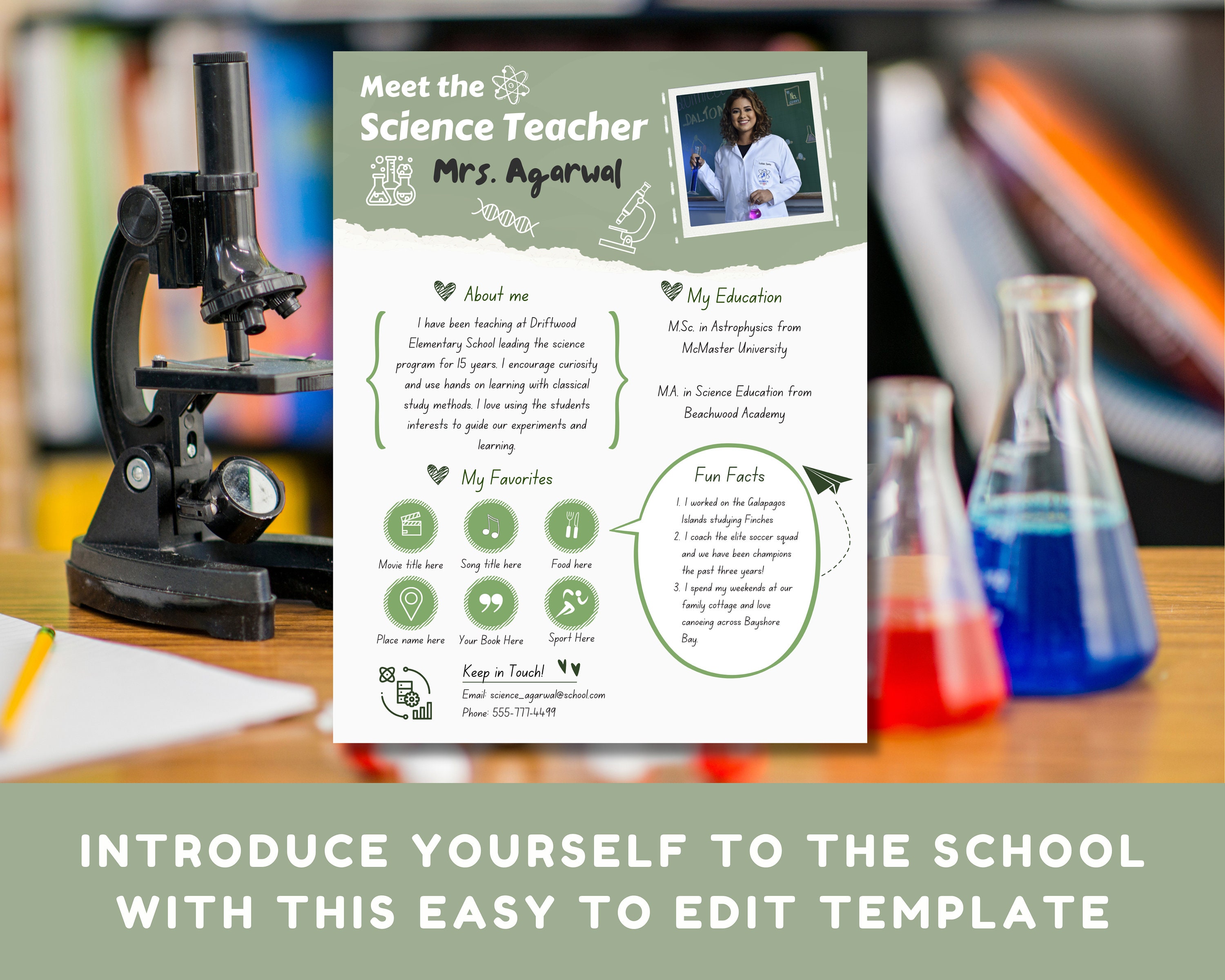 Meet the Science Teacher Template for Canva, Editable and Customizable ...