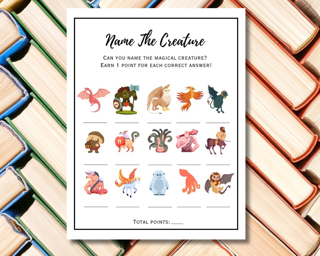 Name the Magical Creature Game, Instant Download for Birthday Parties ...