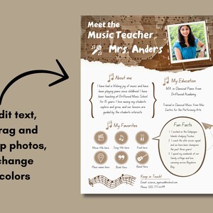 Meet the Music Teacher Editable Template for Canva, Editable and ...