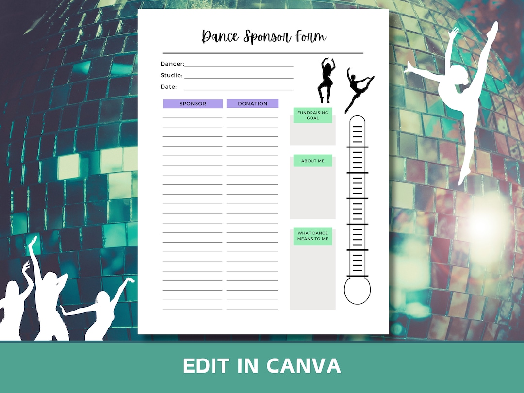 Dance Fundraiser Form Editable in Canva, Competitive Dance Team ...