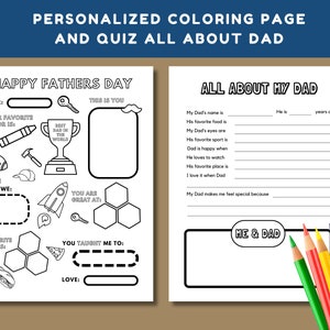 Father's Day Coloring Page, All About My Dad Activity Page, Instant ...