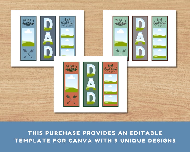Dad Photo Bookmark Template for Canva, Template for Personal Photo ...