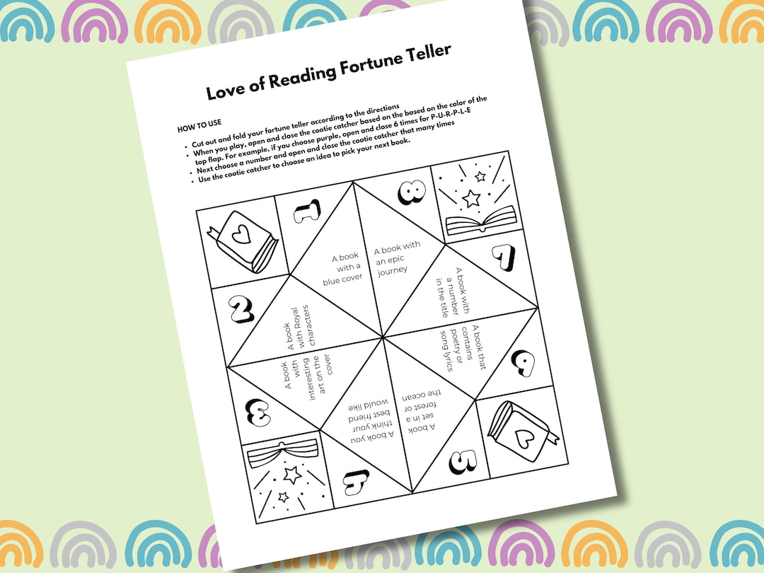 Love of Reading Fortune Teller Coloring Page Game, Love of Reading ...