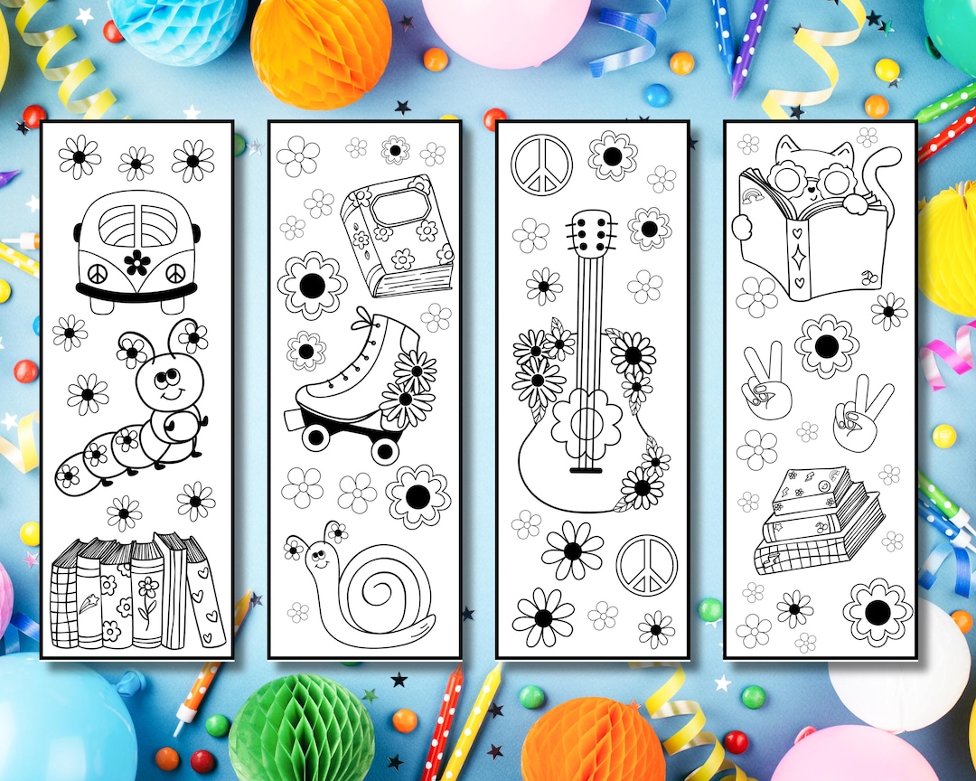 Groovy 1960s Coloring Bookmark Instant Download, Printable Coloring ...
