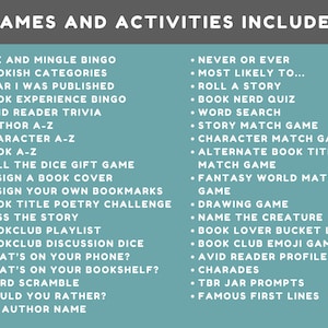 Book Club Games Bundle, 40 Printable Icebreaker Games, Book Club ...