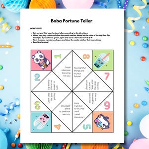 Boba Tea Cootie Catcher / Fortune Teller Game for Kids; Party Favor for ...
