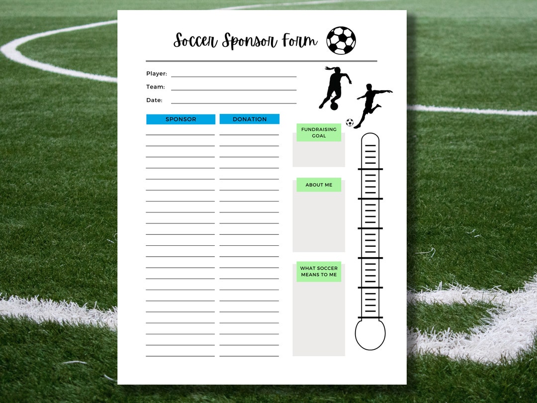 Soccer Sponsor Form / Soccer Team Donation Drive Digital Download - Etsy
