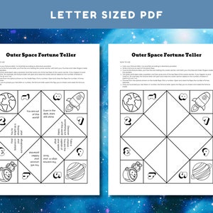 Outer Space Fortune Teller / Cootie Catcher Coloring Page, Instant ...