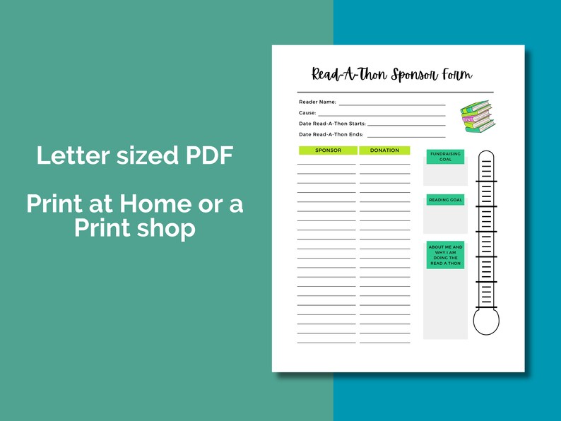 Read-a-thon Fundraising Form and Reading Trackers, Instant Download - Etsy