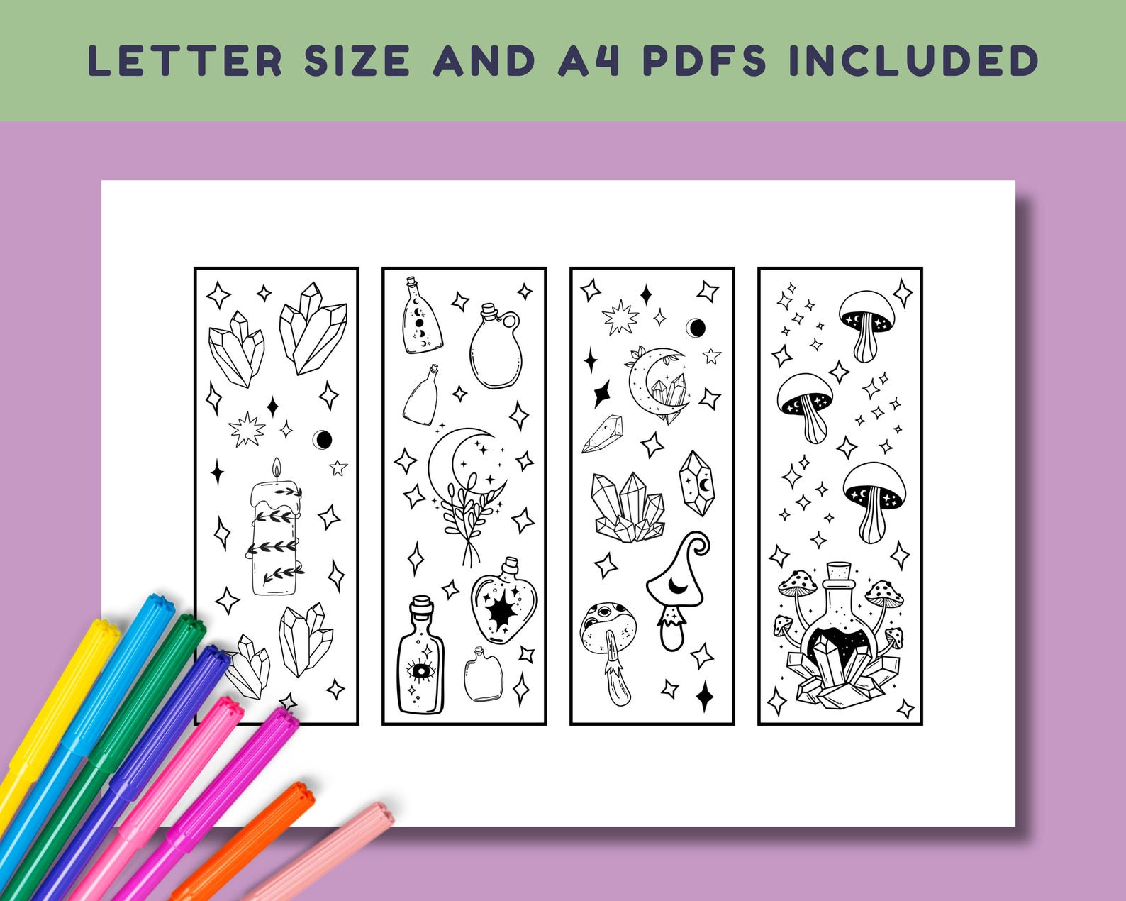 Mystical Coloring Bookmarks, Magical, Witch / Witchcraft Inspired ...
