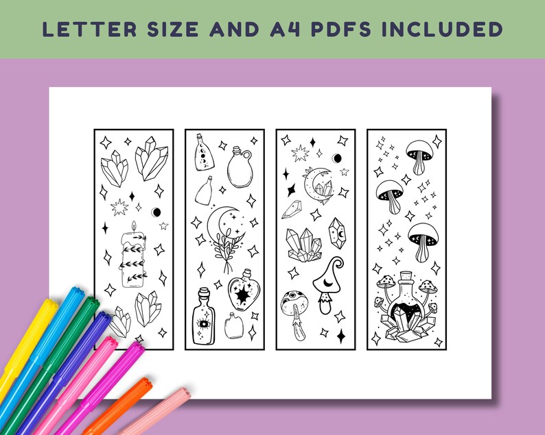 Mystical Coloring Bookmarks, Magical, Witch / Witchcraft Inspired ...