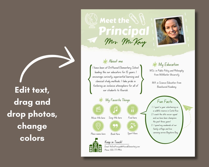 Meet the Principal Editable Template for Canva, Editable and ...