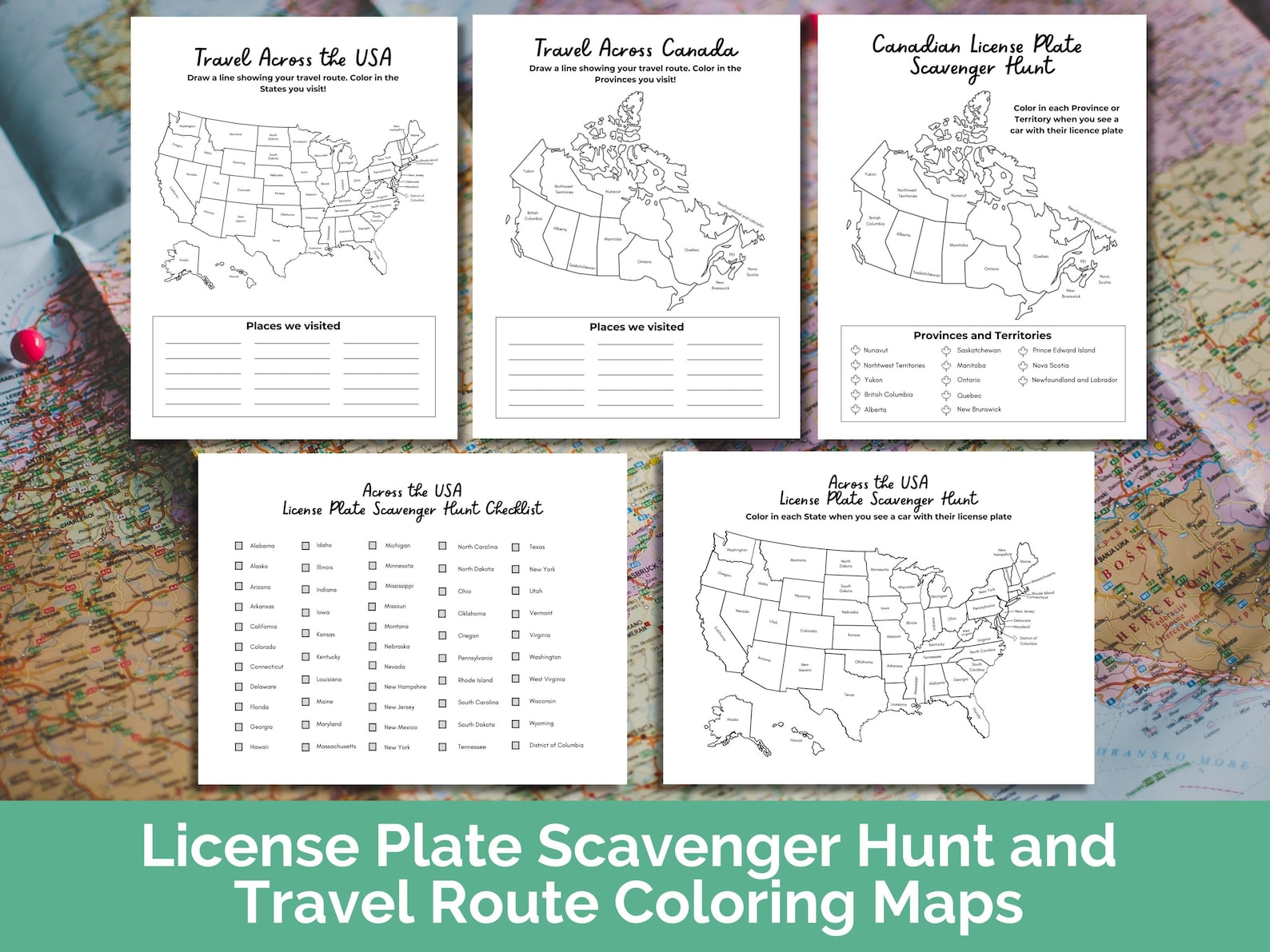 Canada USA Road Trip - Licence Plate Scavenger Hunt Game and Track Your ...
