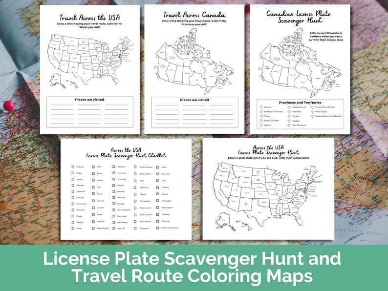 Canada USA Road Trip - Licence Plate Scavenger Hunt Game and Track Your ...