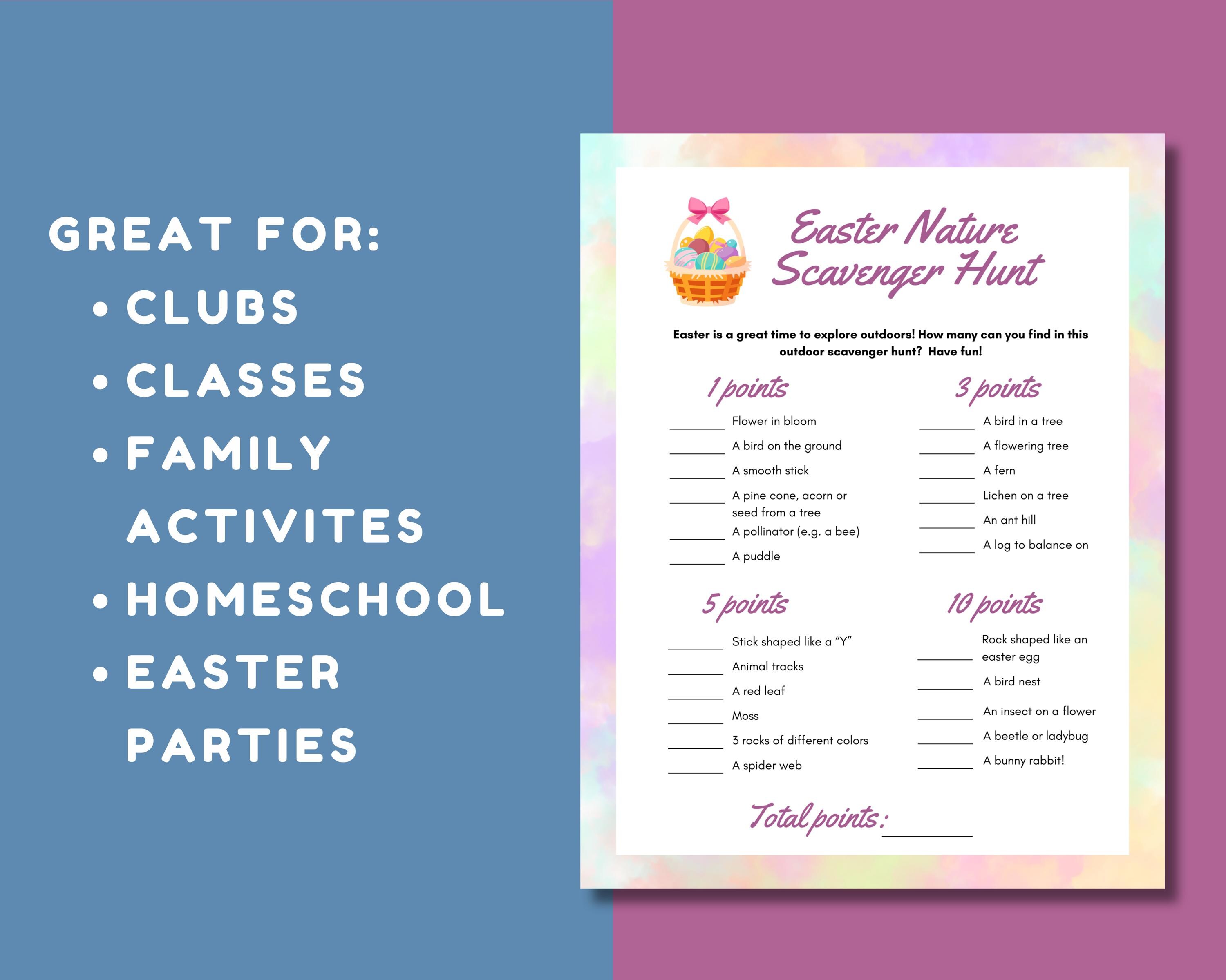 Easter Outdoor Scavenger Hunt, Easter Nature Scavenger Hunt Game for ...