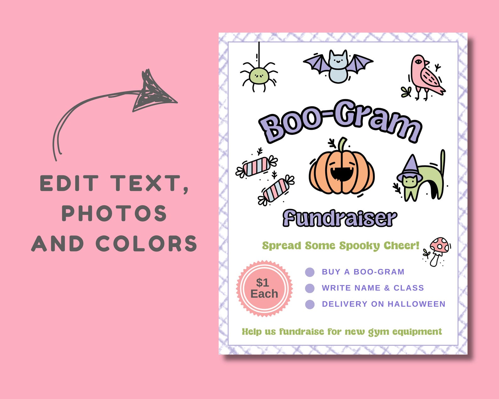 Editable Boo Gram / Candy Gram Fundraiser Template for Canva ...