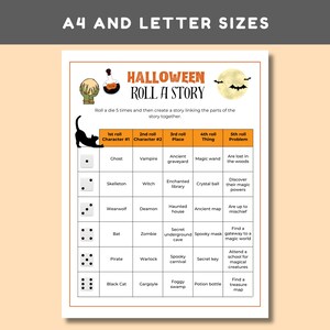 Halloween Roll A Story Game, Instant Download, A4 and Letter Size - Etsy