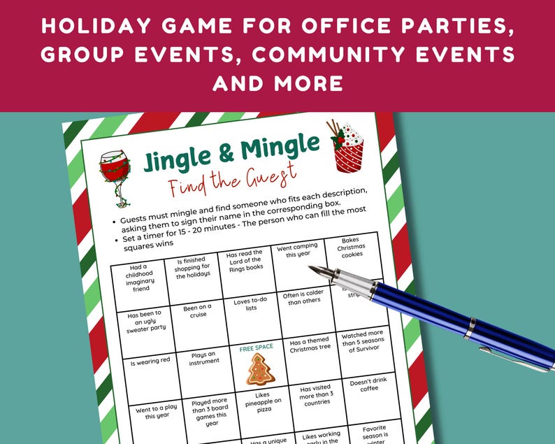 Christmas Jingle and Mingle Office Icebreaker Game, Mix and Mingle ...
