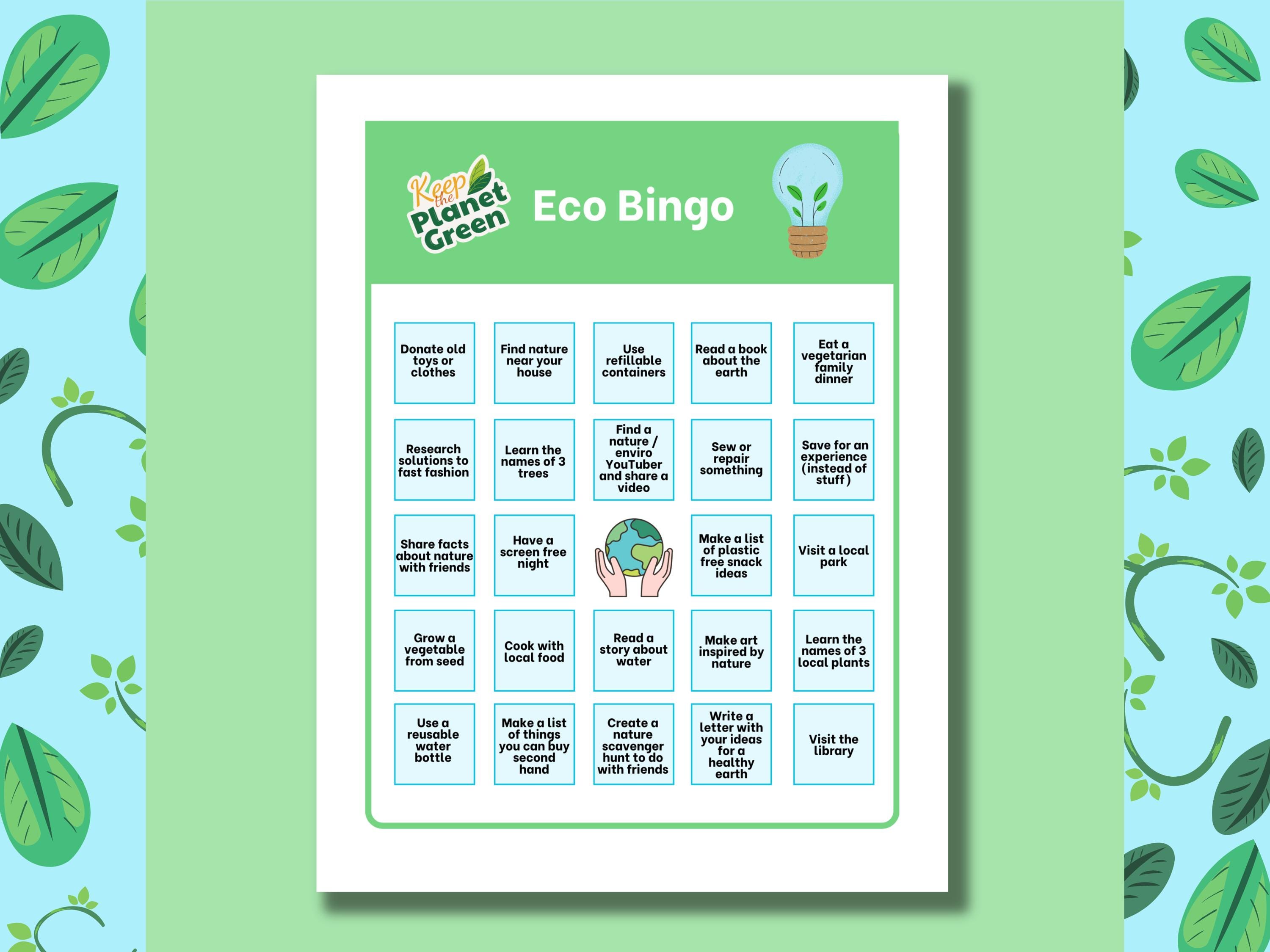 Eco Bingo Challenge, Earth Day Bingo, Environmental Studies Challenge ...