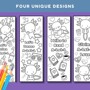 Axolotl Coloring Bookmark Instant Download, Printable Coloring Bookmark ...
