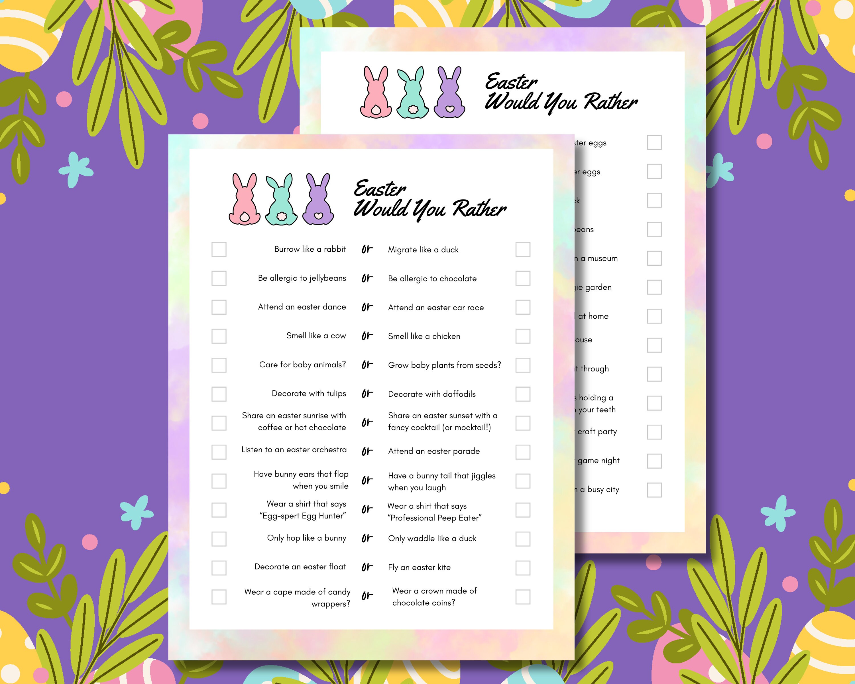 Easter Would You Rather Game, Easter This or That Instant Download - Etsy