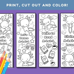 Axolotl Coloring Bookmark Instant Download, Printable Coloring Bookmark ...