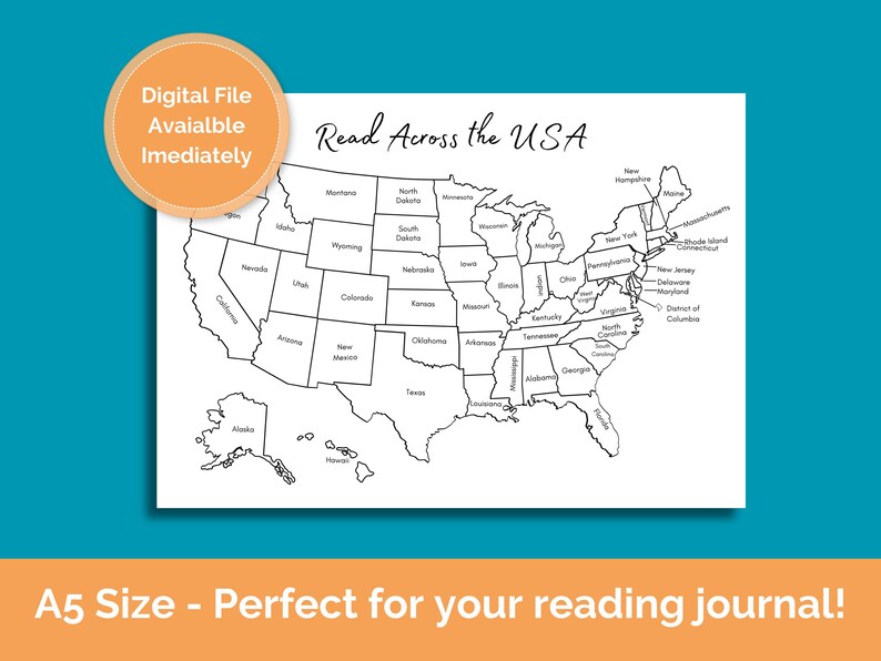 A5 Read Across USA Reading Challenge; Read Across America Reading ...