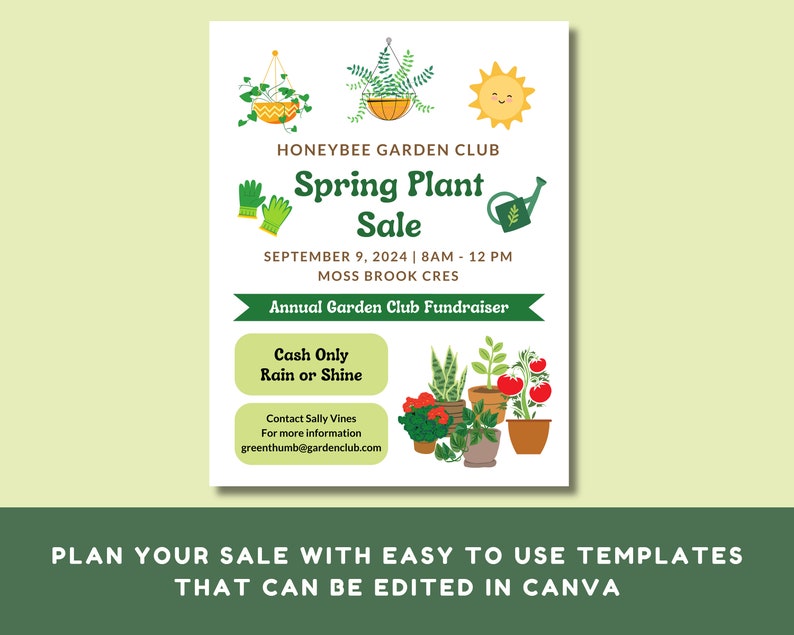 Editable Canva Template for Plant Sale Fundraiser, Garden Club Plant ...