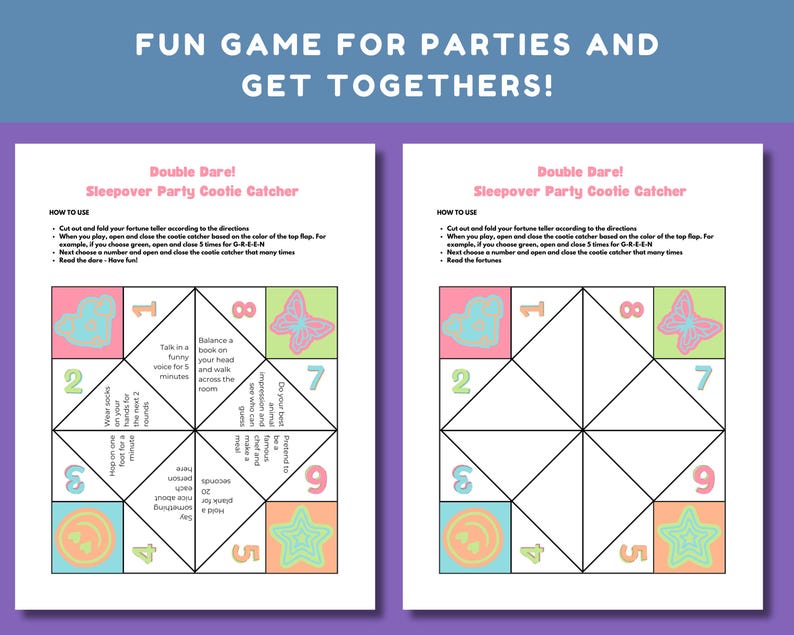 Double Dare Sleepover Cootie Catcher; Slumber Party Fortune Teller ...