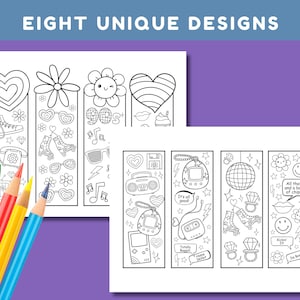 Nineties Bold and Easy Coloring Bookmarks Instant Download, 90s Y2K ...
