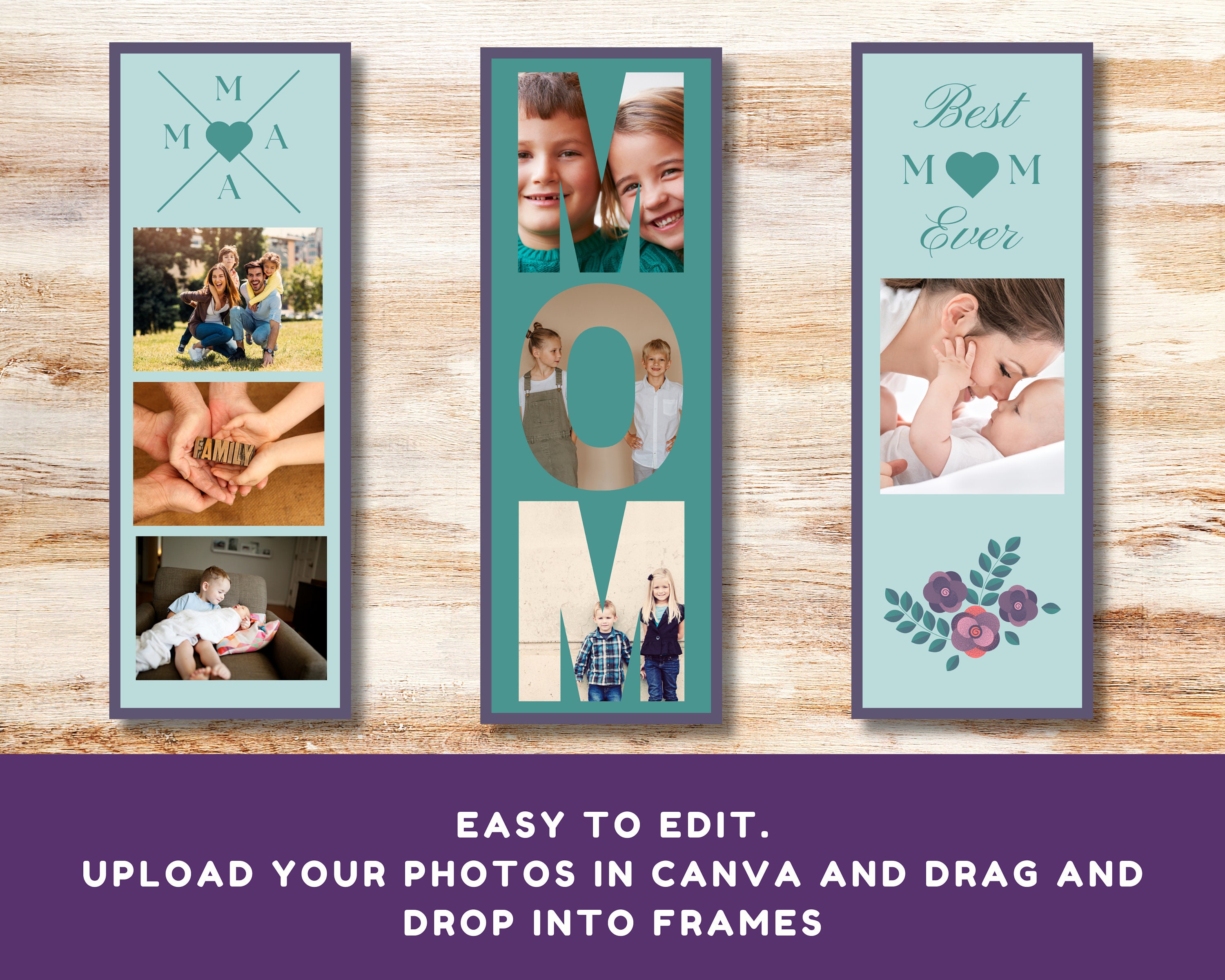 Mom Photo Bookmark Canva Template, Personalized Photo Bookmark for Mom ...