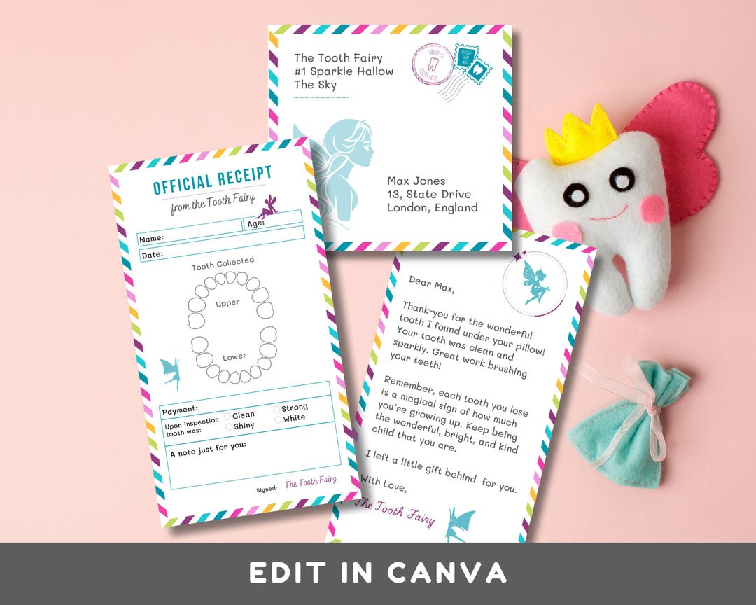 Editable Tooth Fairy Letter and Tooth Fairy Receipt, Editable Template ...