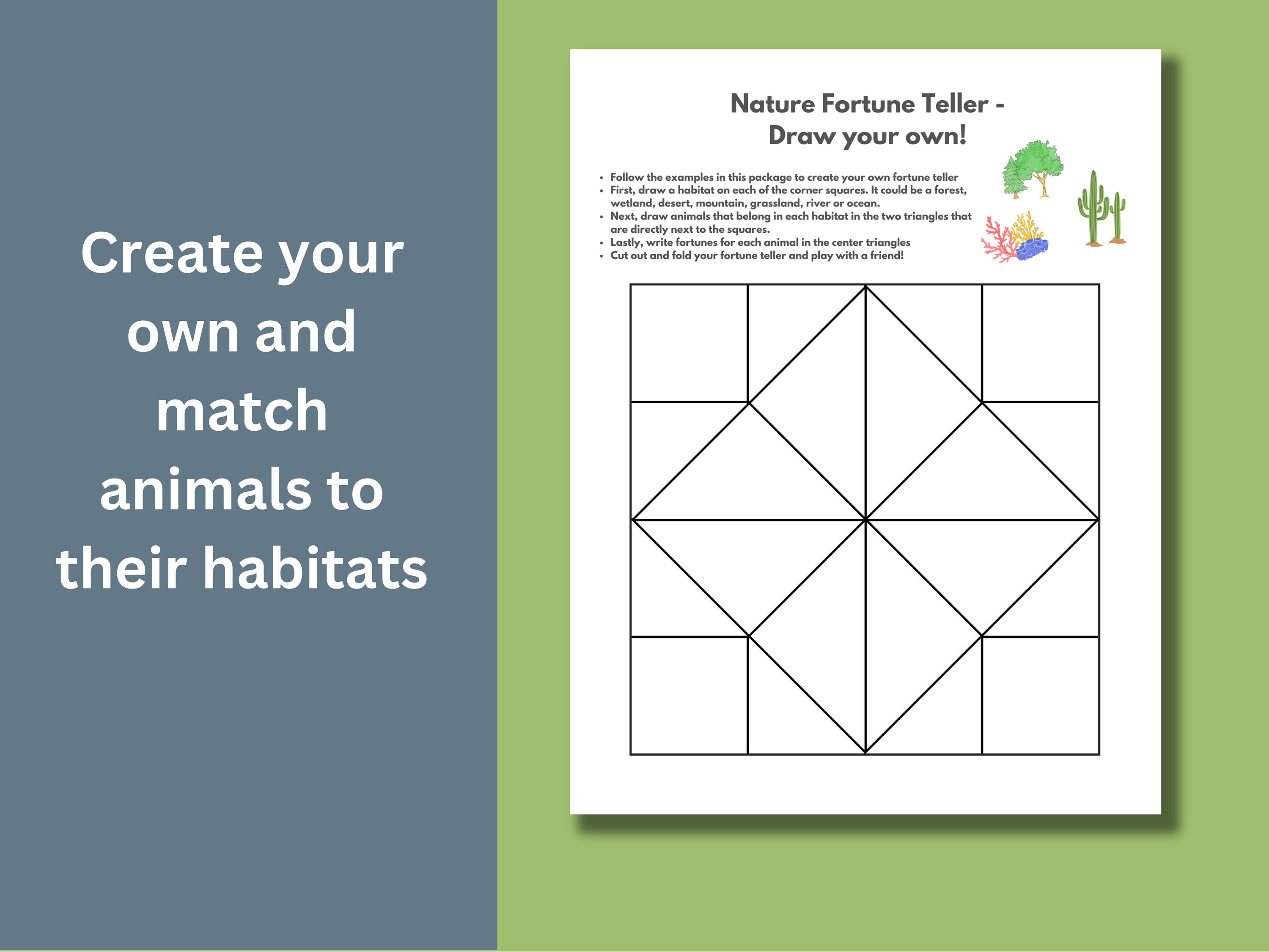 Nature Cootie Catcher, Animal and Habitat Fortune Teller, Summer Camp ...