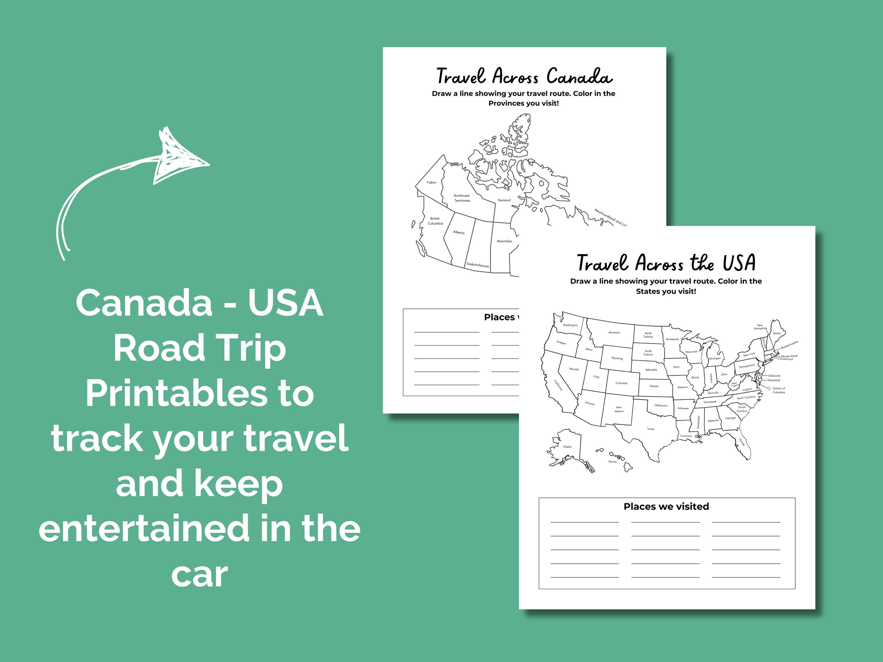 Canada USA Road Trip - Licence Plate Scavenger Hunt Game and Track Your ...