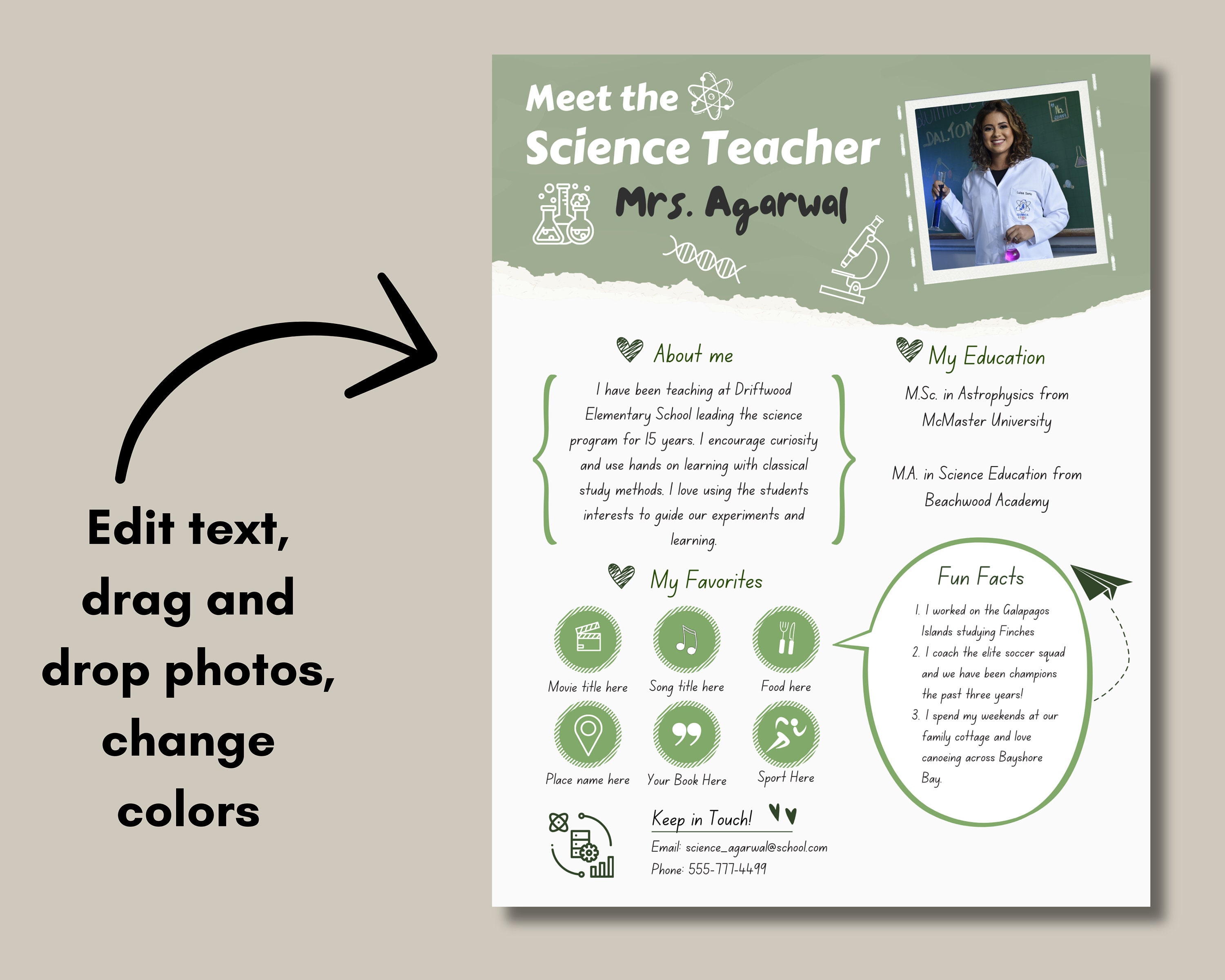 Meet the Science Teacher Template for Canva, Editable and Customizable ...