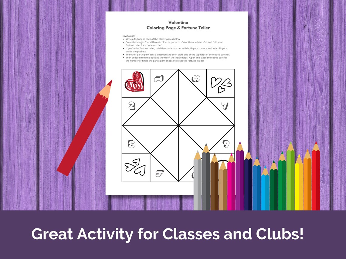Printable Valentine Cootie Catcher / Fortune Teller Activity ...
