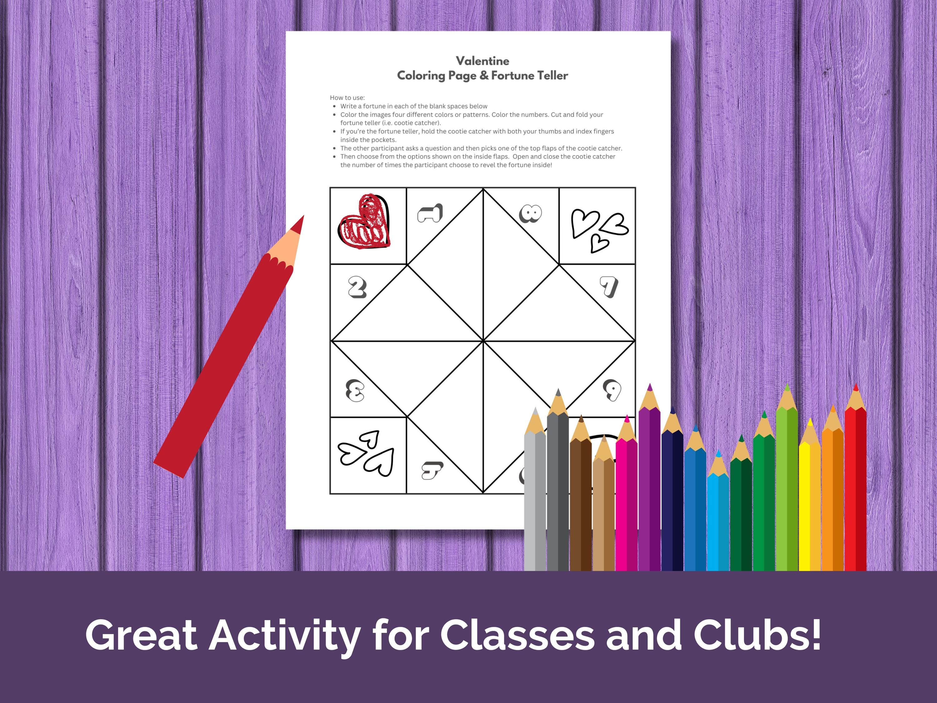 Printable Valentine Cootie Catcher / Fortune Teller Activity ...