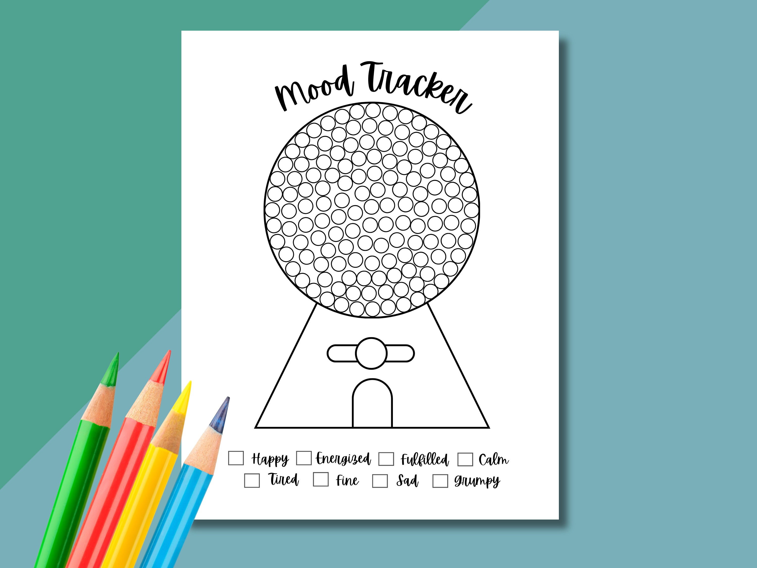 Gumball Machine Mood Tracker for Dot Journal, Mood Tracker, US Letter ...
