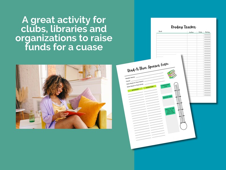 Read-a-thon Fundraising Form and Reading Trackers, Instant Download - Etsy
