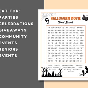 Halloween Movie Word Search, Instant Download, A4 and Letter Size - Etsy