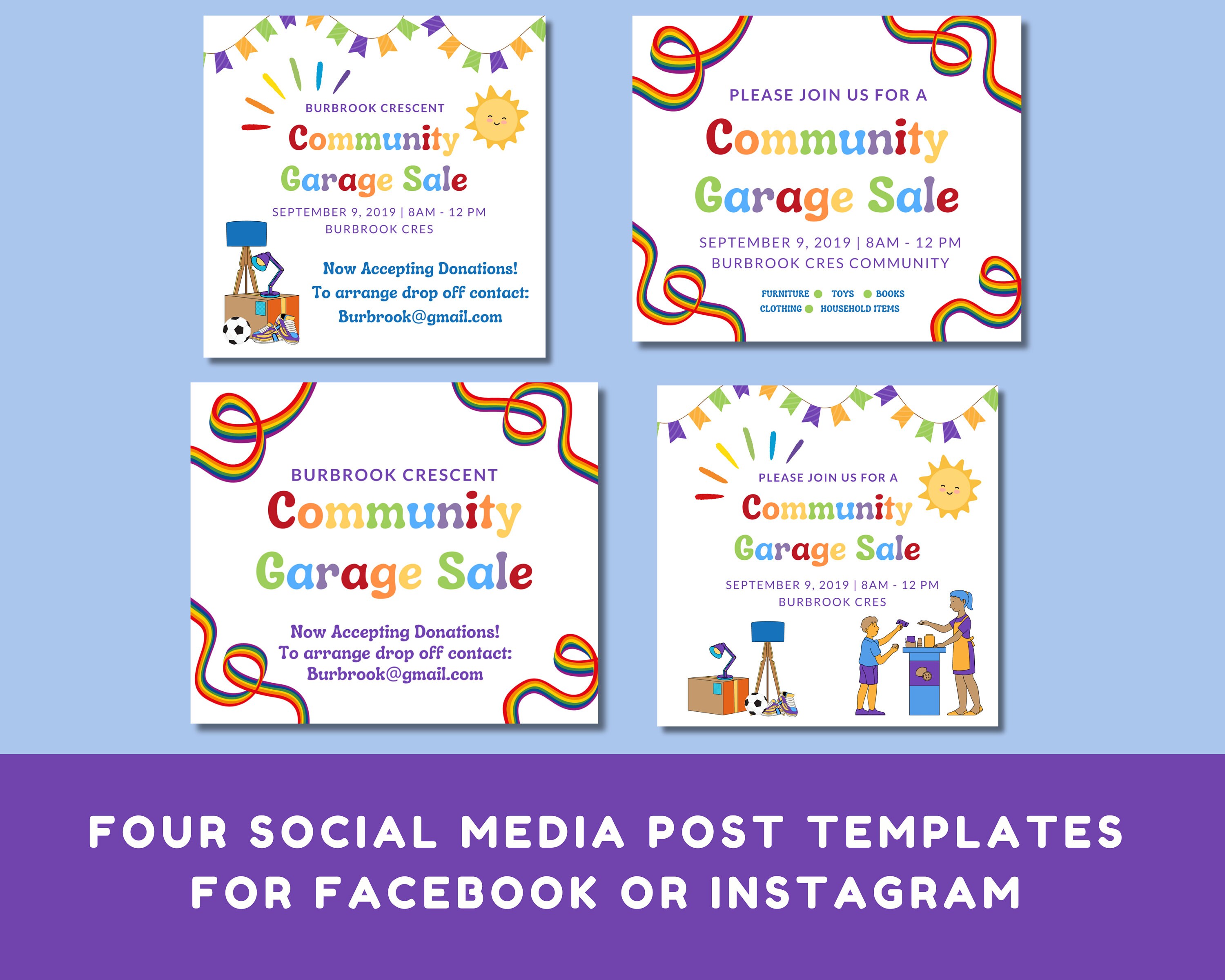 Editable Community Garage Sale Flyer and Social Media Templates ...