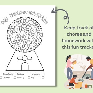 Gumball Machine Responsibility Chart for Kids Instant Download, Chore ...