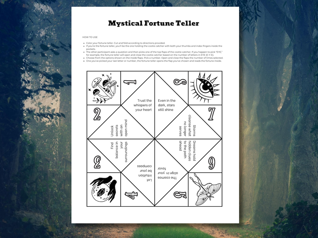 Mystical Fortune Teller / Cootie Catcher, Instant Download, A4 and US ...