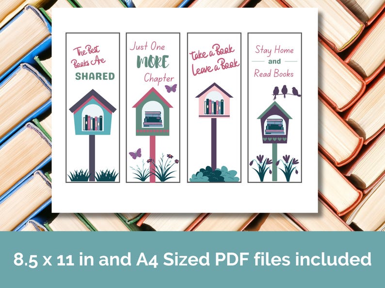 Little Free Library Printable Bookmarks, Instant Download, US Letter ...