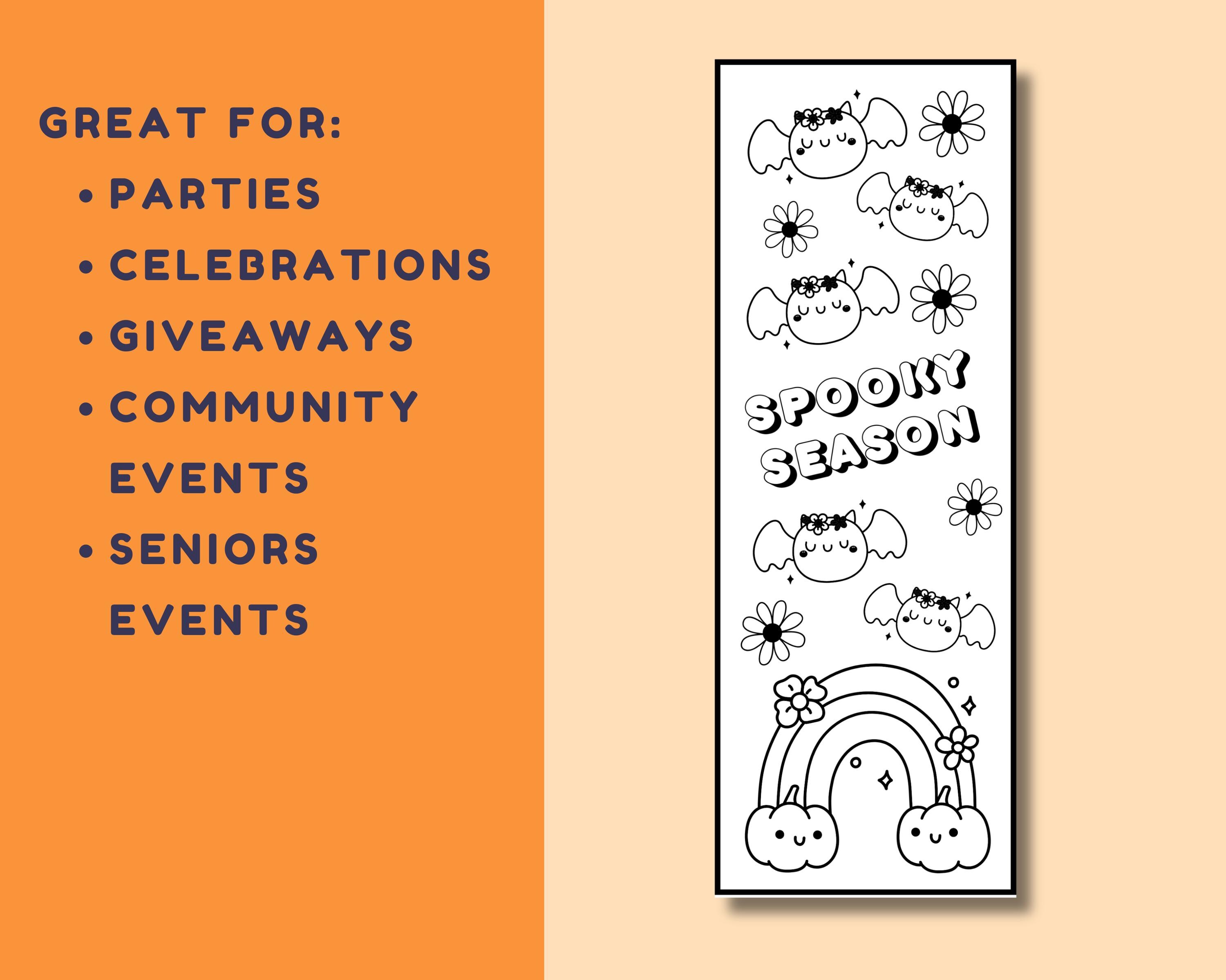 Groovy Ghost Coloring Bookmarks for Halloween, Instant Download, A4 and ...