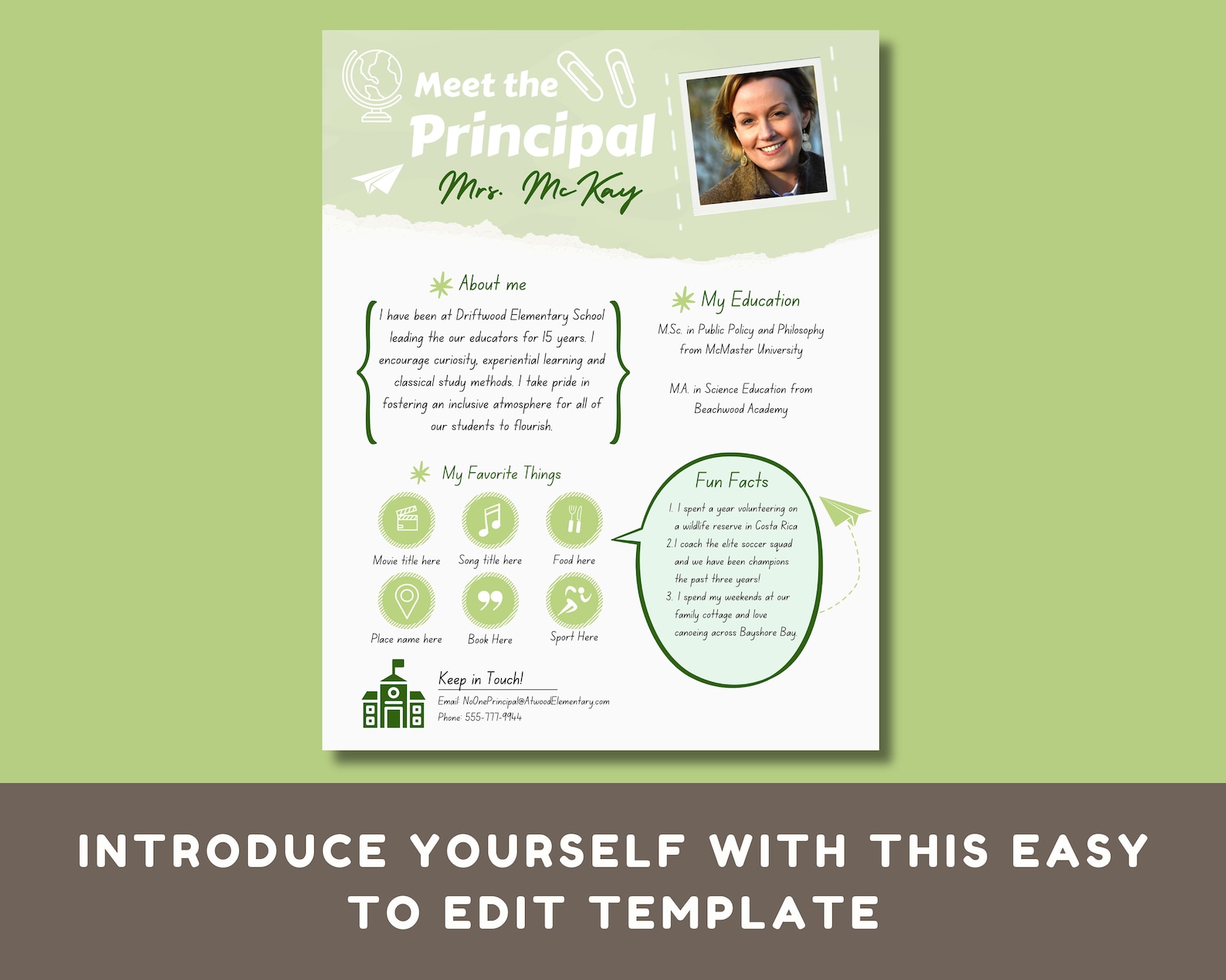 Meet the Principal Editable Template for Canva, Editable and ...