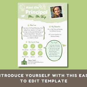 Meet the Principal Editable Template for Canva, Editable and ...