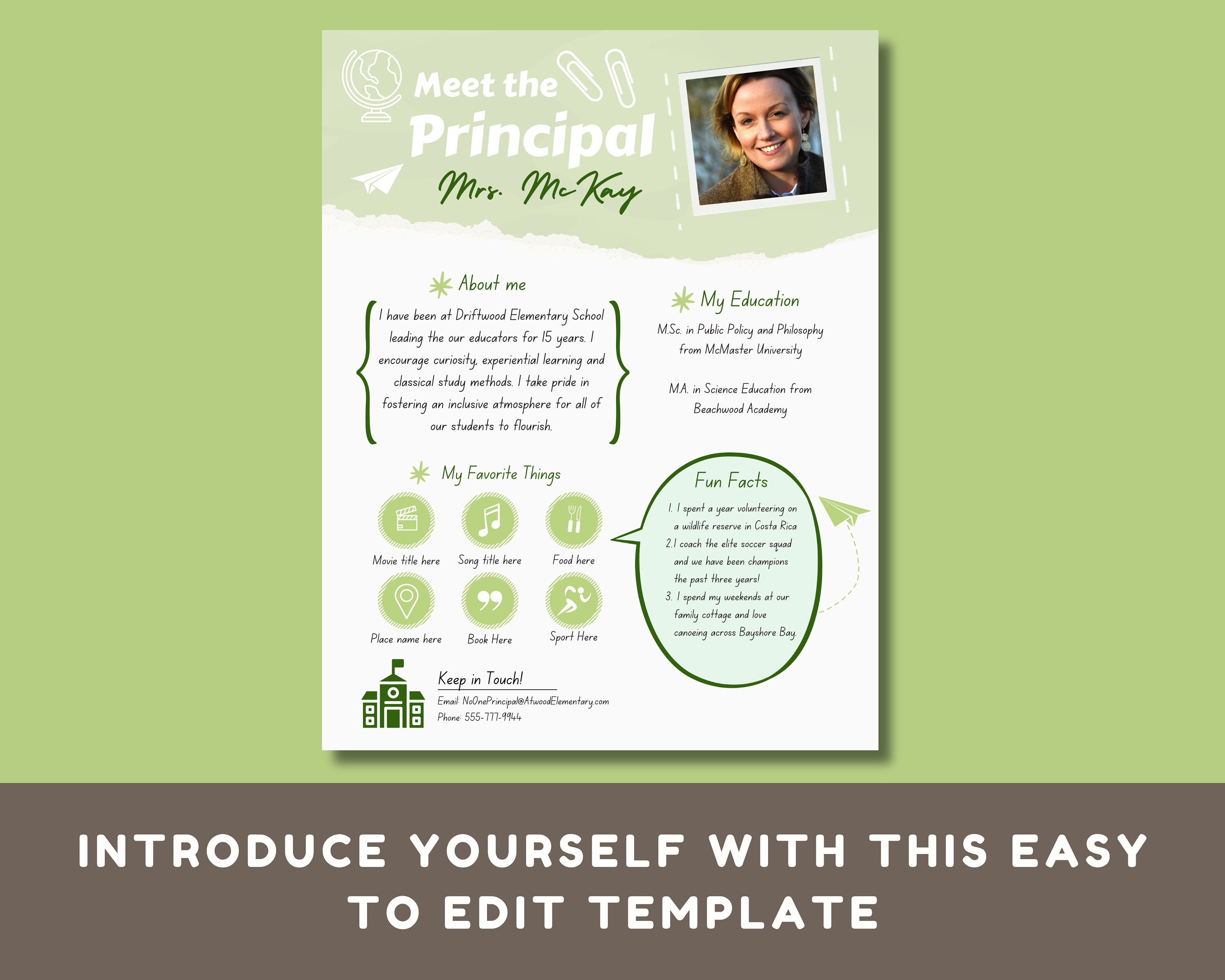 Meet the Principal Editable Template for Canva, Editable and ...