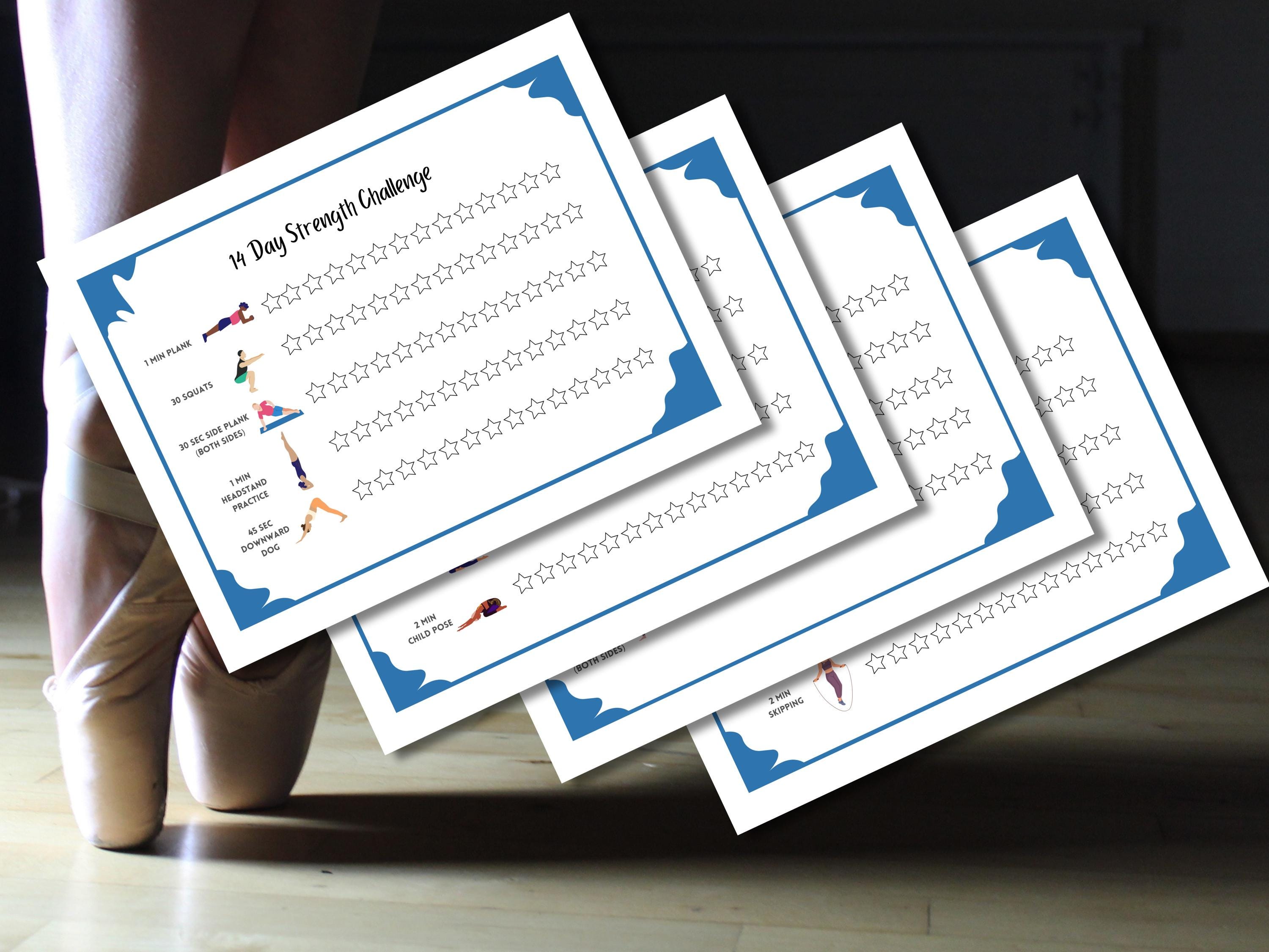Gymnastics / Dance Training Challenge Charts for Home Workout Training ...